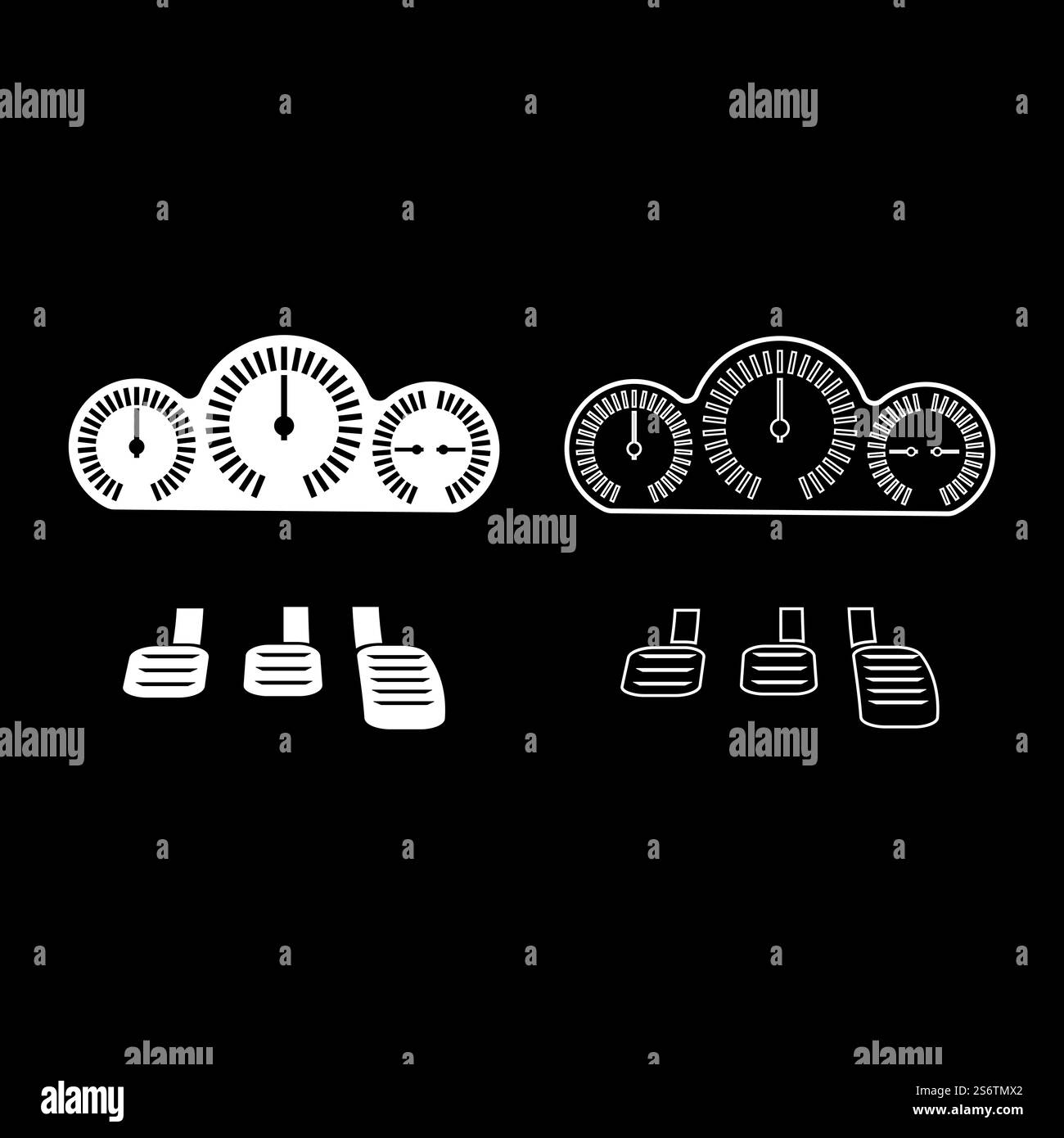 Dashboard pedals set icon white color vector illustration image simple ...