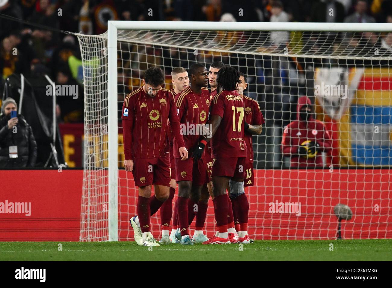 Rome, Italy. 17th Jan, 2025. Artem Dovbyk of A.S. Roma celebrates after ...