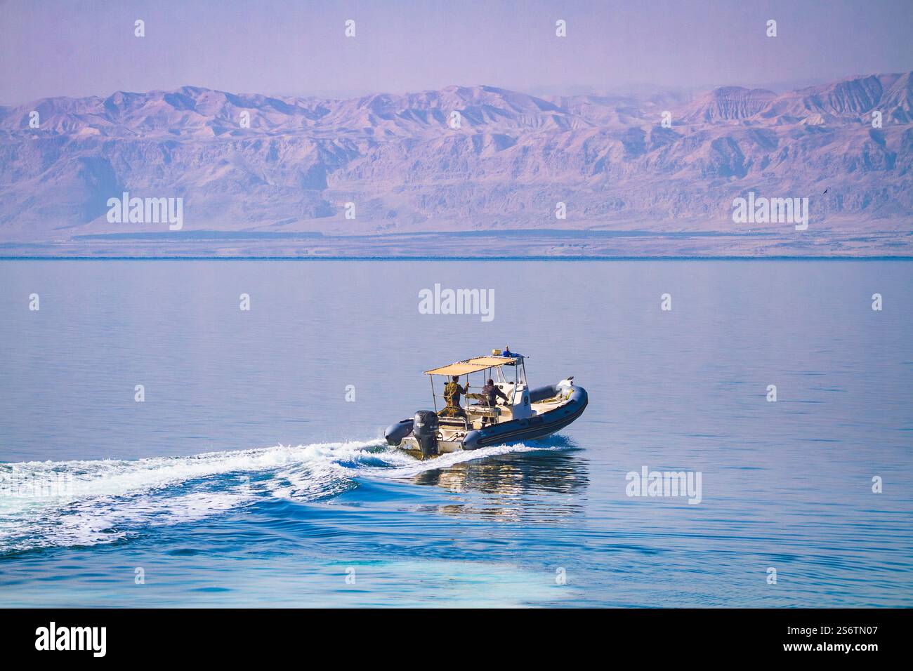 Jordan, Middle East, Dead Sea, Jordanian soldiers on surveillance on a ...