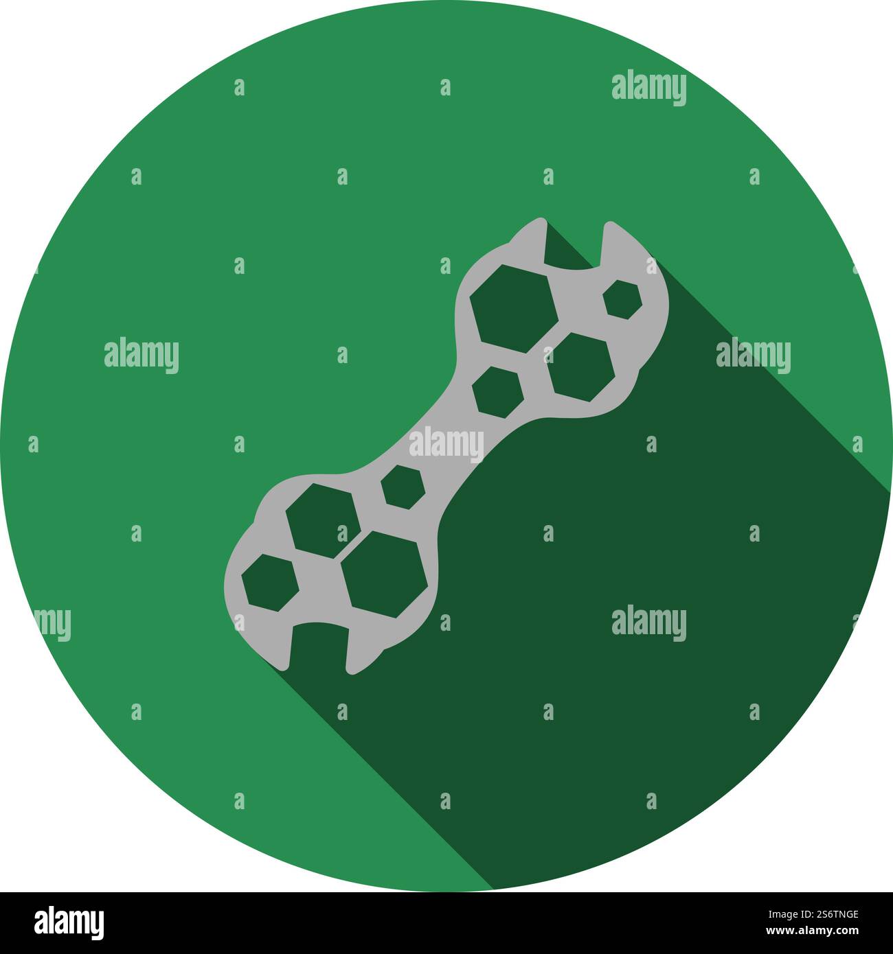 Bike Spanner Icon. Flat Circle Stencil Design With Long Shadow. Vector ...