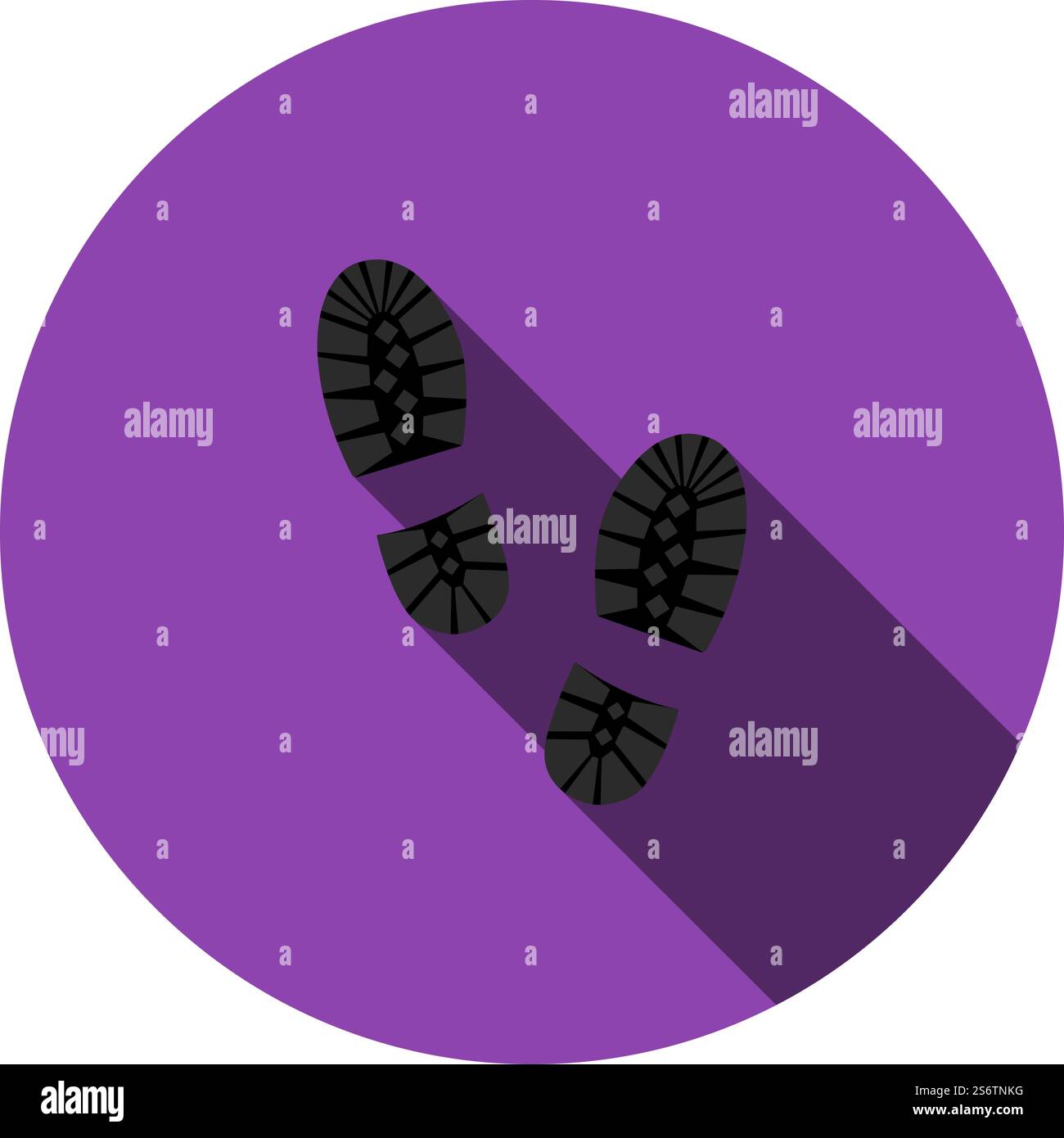 Boot Print Icon. Flat Circle Stencil Design With Long Shadow. Vector ...