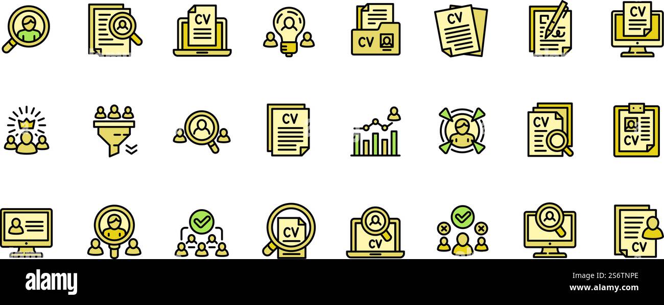 Recruitment icons set outline vector. Expert customer. Search job ...