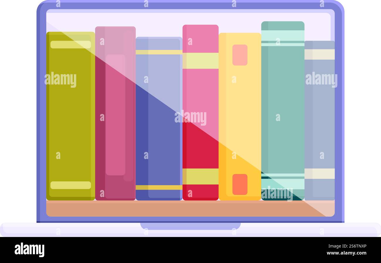 Online book stack icon cartoon vector. Digital library. School store ...