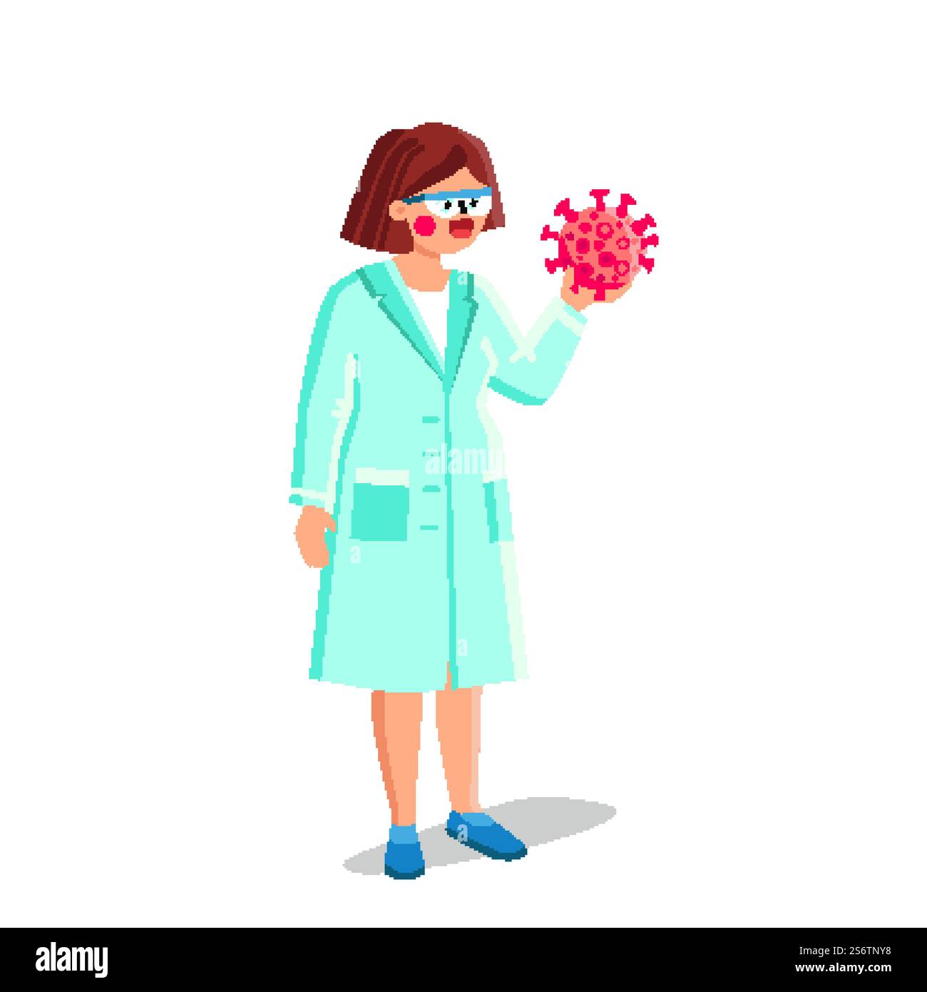 Virology Science Research Laboratory Worker Vector. Young Woman ...