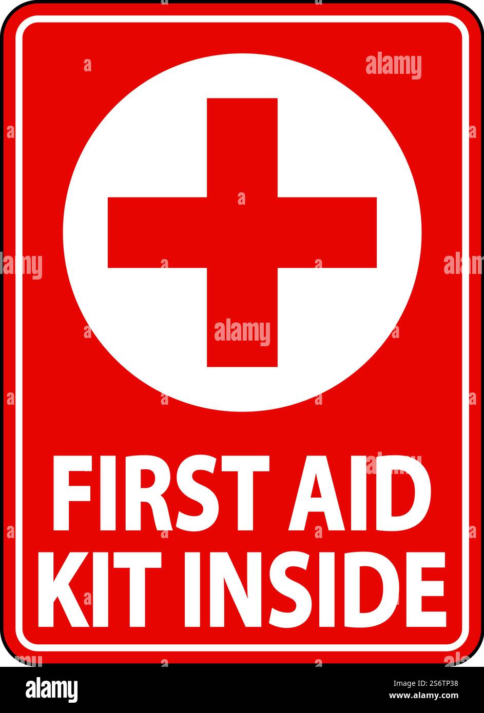 First Aid Kit Inside Sign Label Sign on white background Stock Vector ...