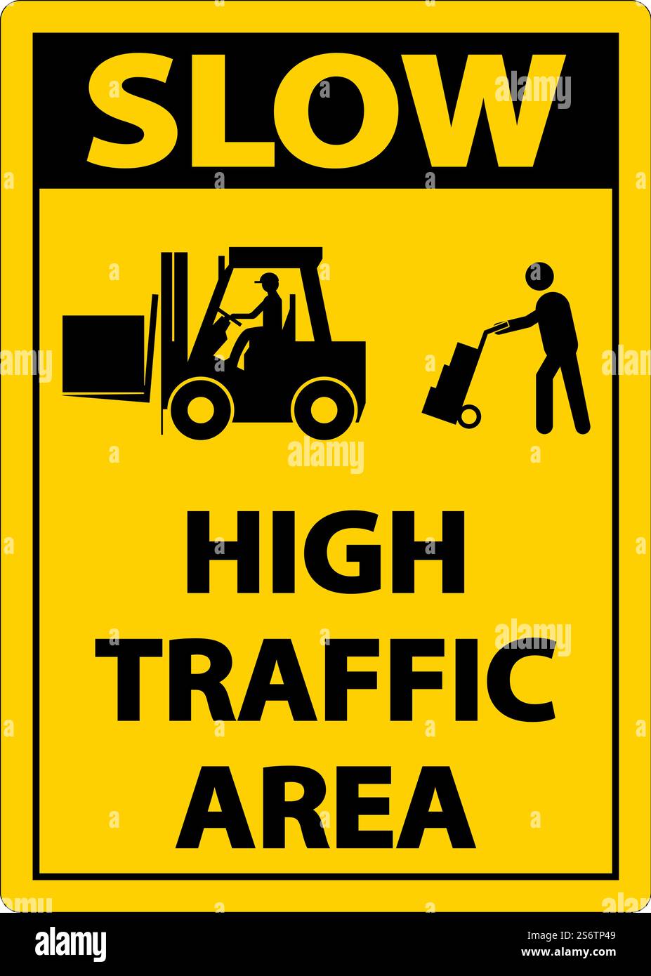 Caution Slow High Traffic Area Sign On White Background Stock Vector ...