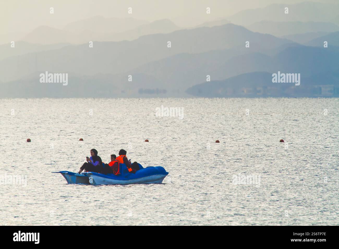 Middle East, Jordan, Aqaba, Gulf of Aqaba, Israeli coasts seen from ...