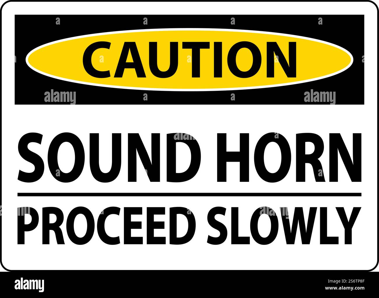 Caution Sound Horn Proceed Slowly Sign On White Background Stock Vector ...