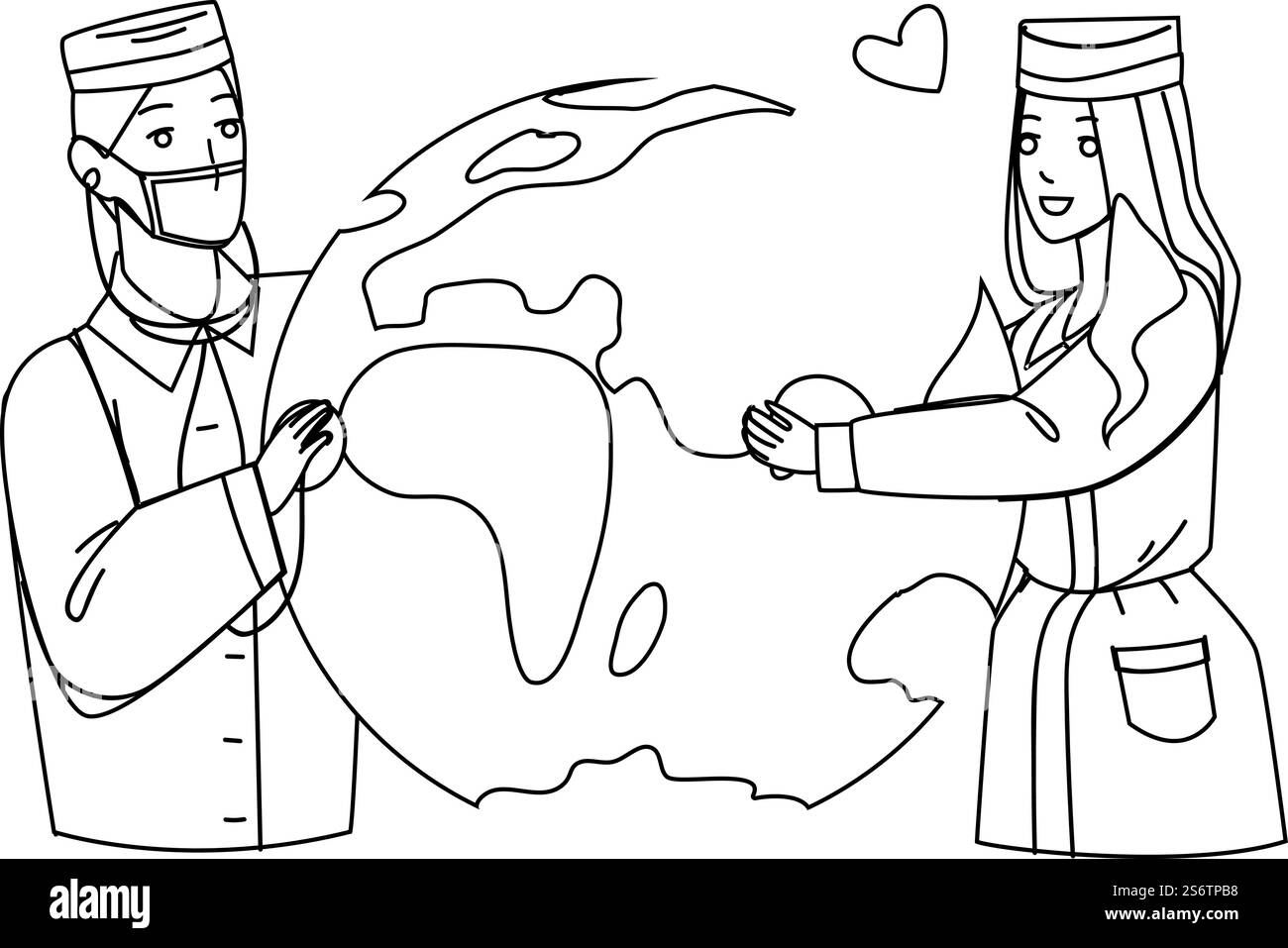 World Health Day Doctors Celebrate Holiday Black Line Pencil Drawing ...