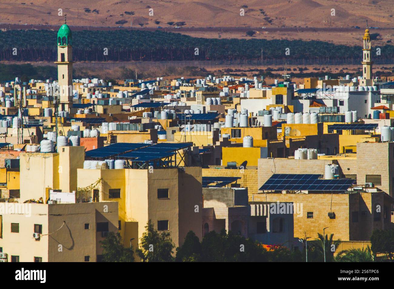 Middle East, Jordan, Aqaba. In the background the border with Israel ...