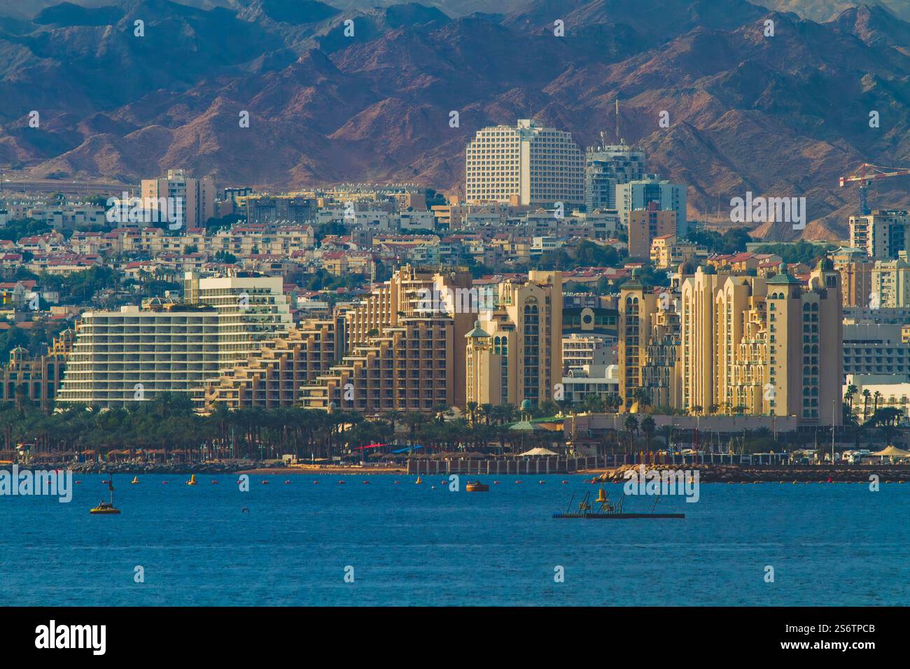 Middle East, Jordan, Aqaba, Gulf of Aqaba, Israeli coasts seen from ...