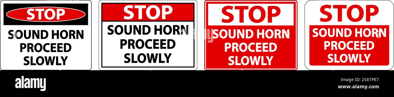 Stop Sound Horn Proceed Slowly Sign On White Background Stock Vector ...