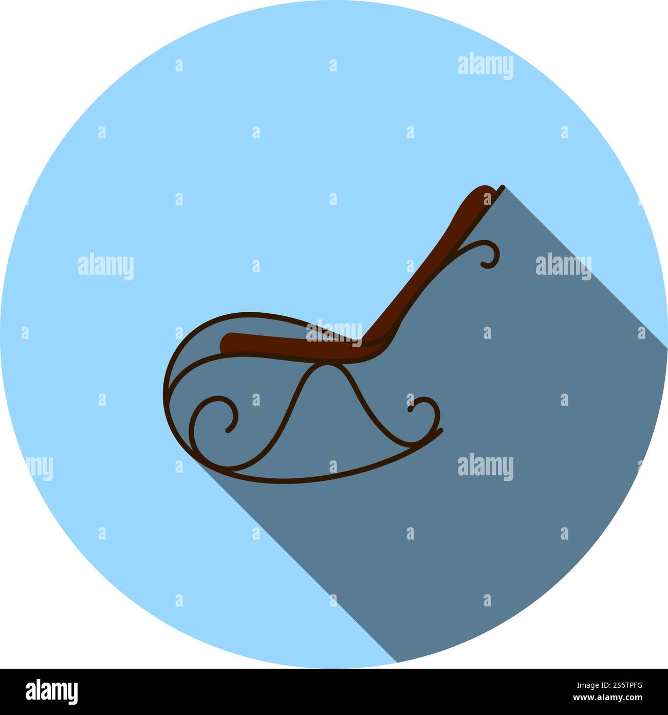 Rocking Chair Icon. Flat Circle Stencil Design With Long Shadow. Vector ...