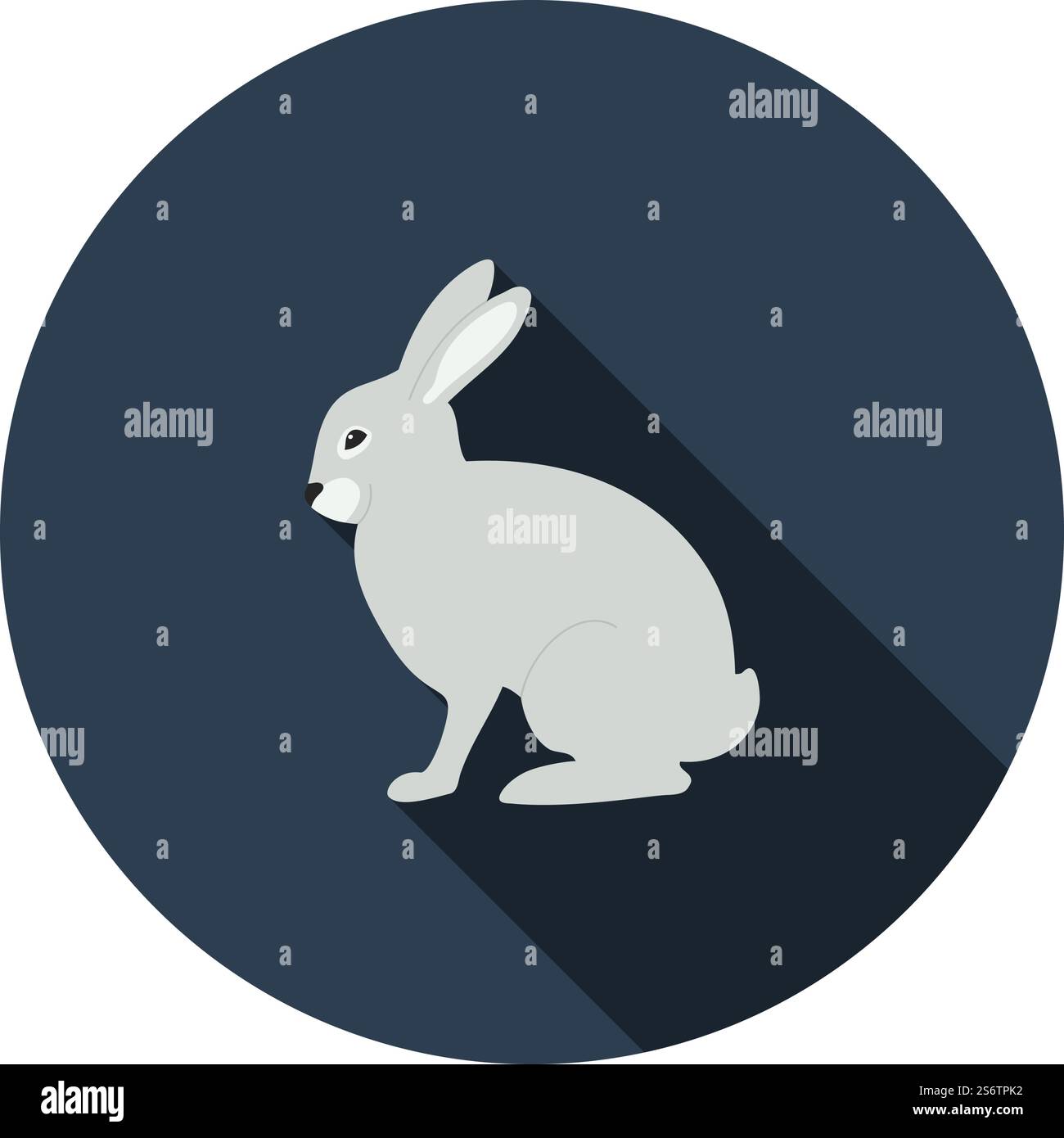 Easter Rabbit Icon. Flat Circle Stencil Design With Long Shadow. Vector ...