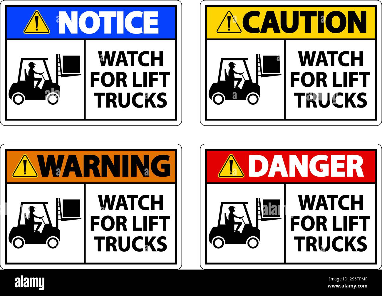 Caution Watch For Lift Trucks Sign On White Background Stock Vector ...