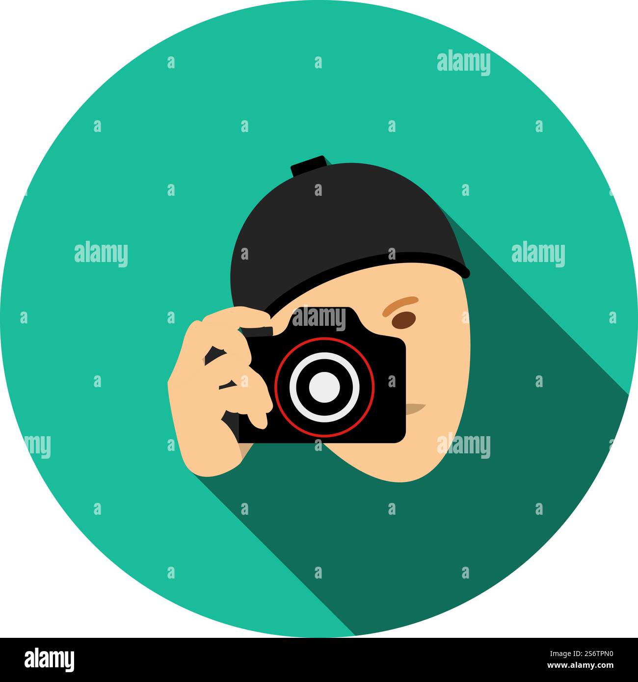 Detective With Camera Icon. Flat Circle Stencil Design With Long Shadow ...