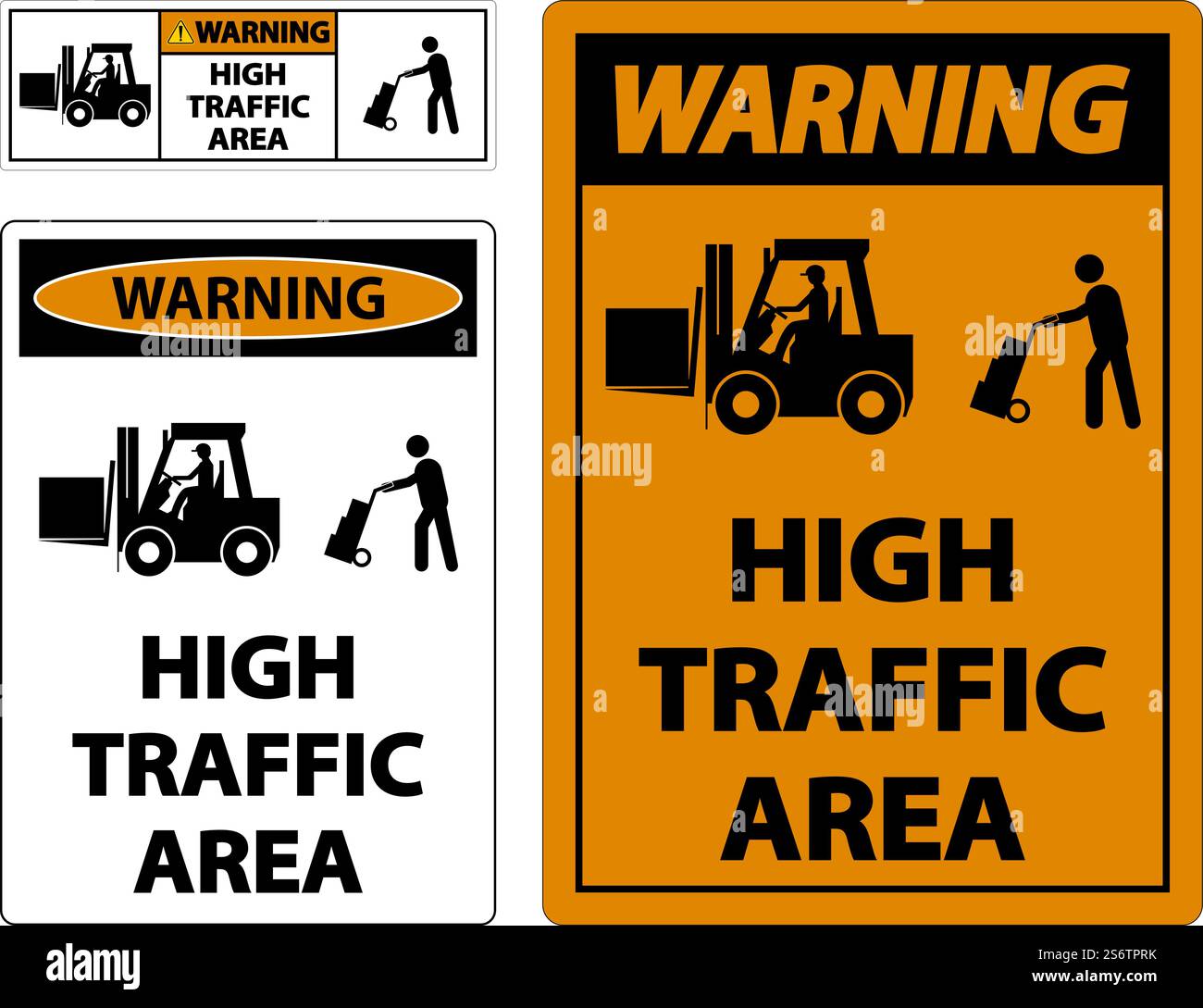 Warning Slow High Traffic Area Sign On White Background Stock Vector ...