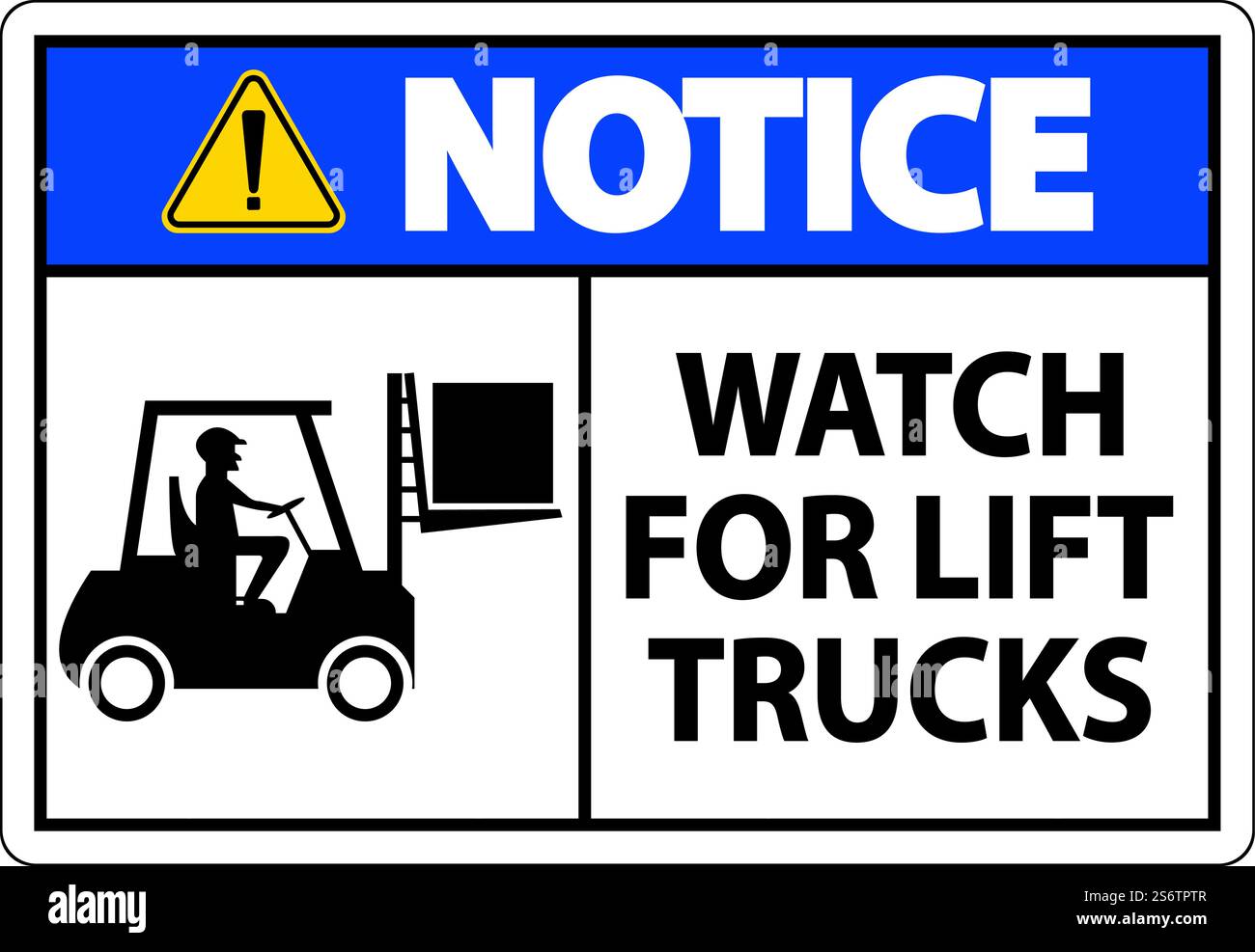 Notice Watch For Lift Trucks Sign On White Background Stock Vector ...