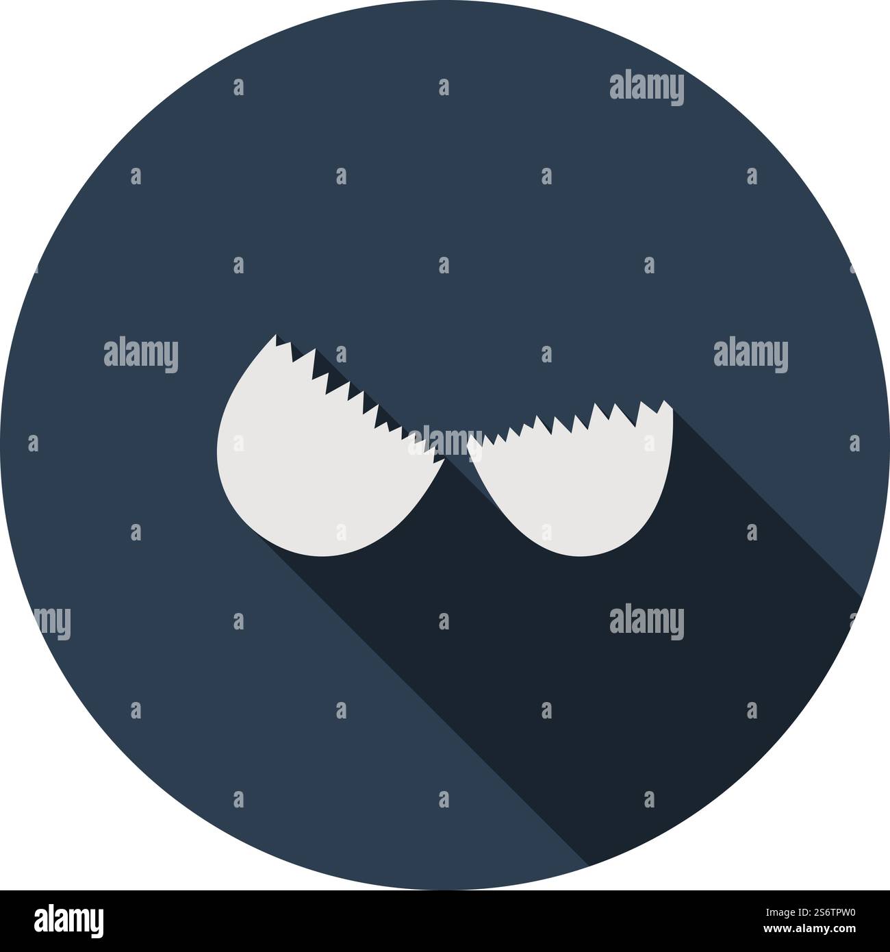 Empty Egg Shell Icon. Flat Circle Stencil Design With Long Shadow ...
