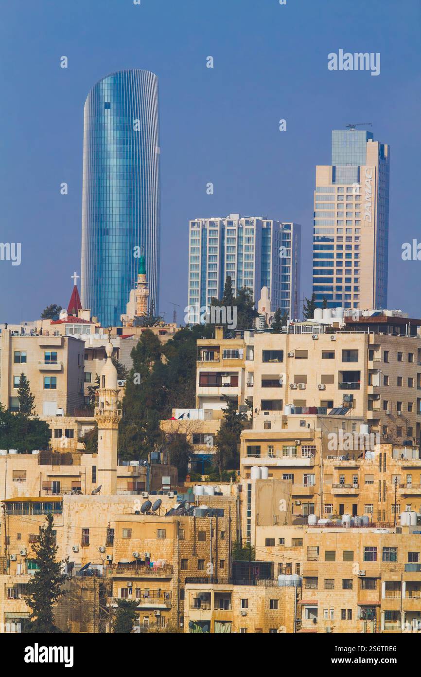Jordan, Middle East, Amman. Skyscraper in the Al abdali district. Amman ...