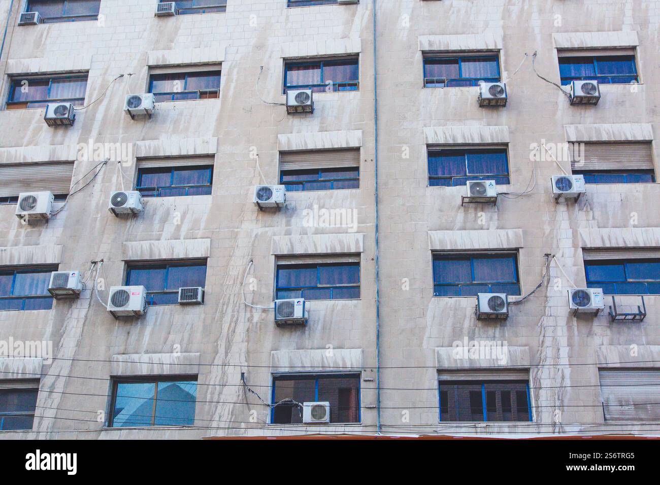 Jordan, Middle East, Amman rear of building with window air ...