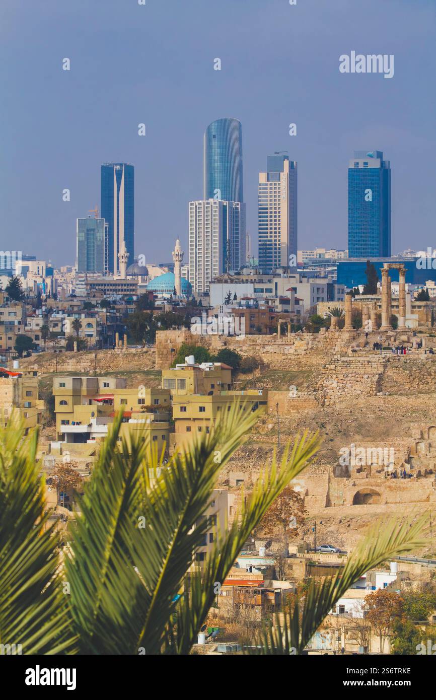 Jordan, Middle East, Amman. Jabal al-Qal'a Citadel and the Roman Temple ...