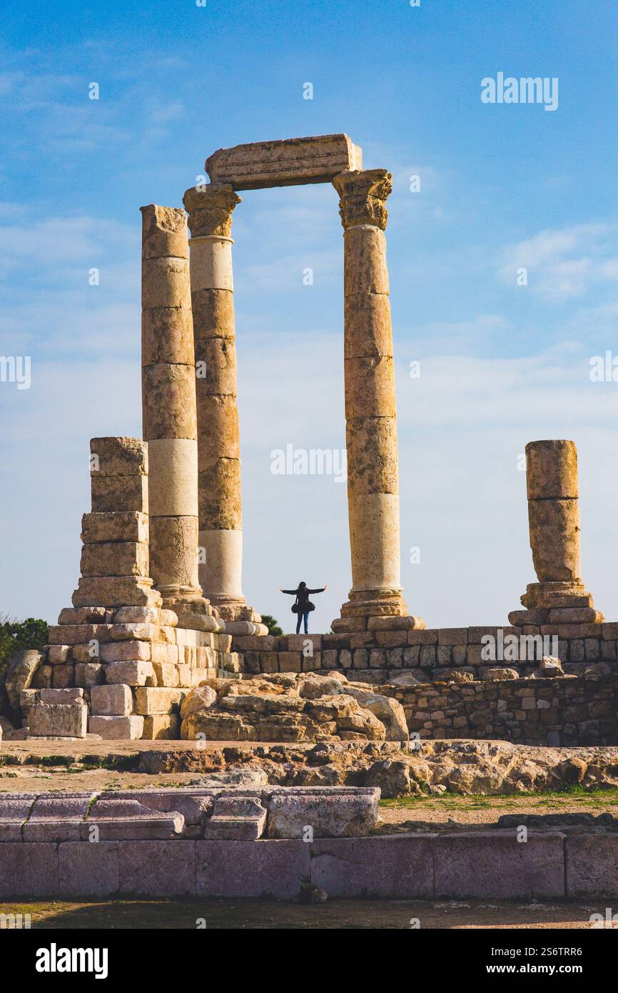 Jordan, Middle East, Amman. Citadel and the Roman temple of Hercules ...