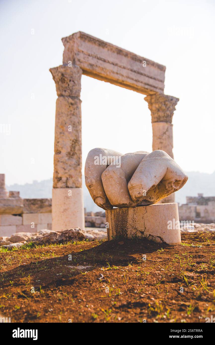 Jordan, Middle East, Amman. Jabal al-Qal'a Citadel and the Roman Temple ...