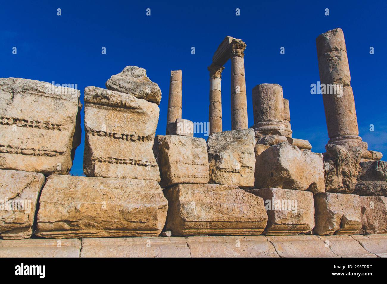 Jordan, Middle East, Amman. Citadel and the Roman temple of Hercules ...