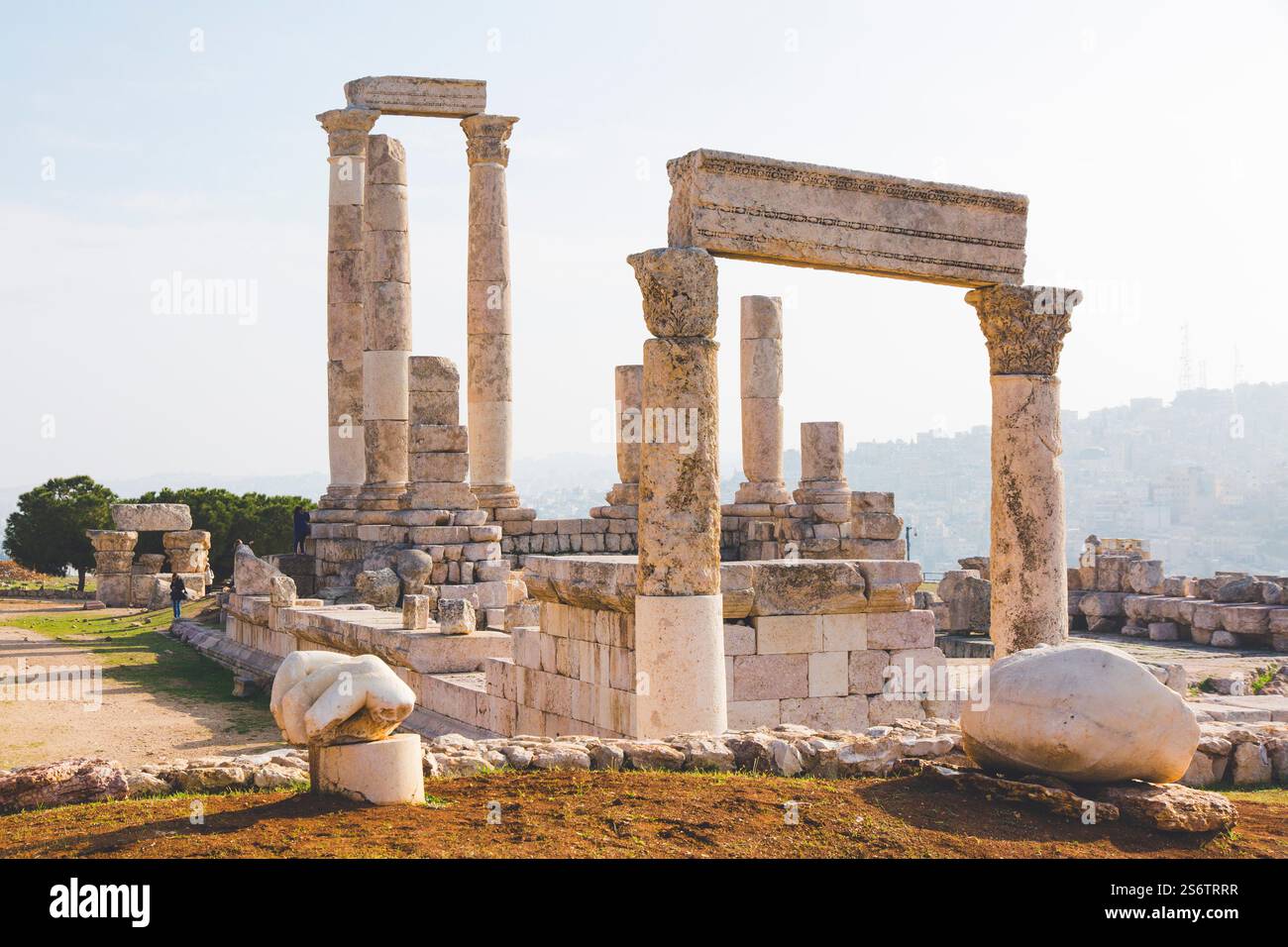 Jordan, Middle East, Amman. Citadel and the Roman temple of Hercules ...