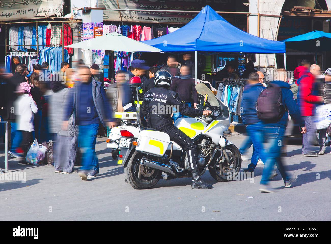Jordan, Middle East, Amman, police motorcyclist in city center Stock ...