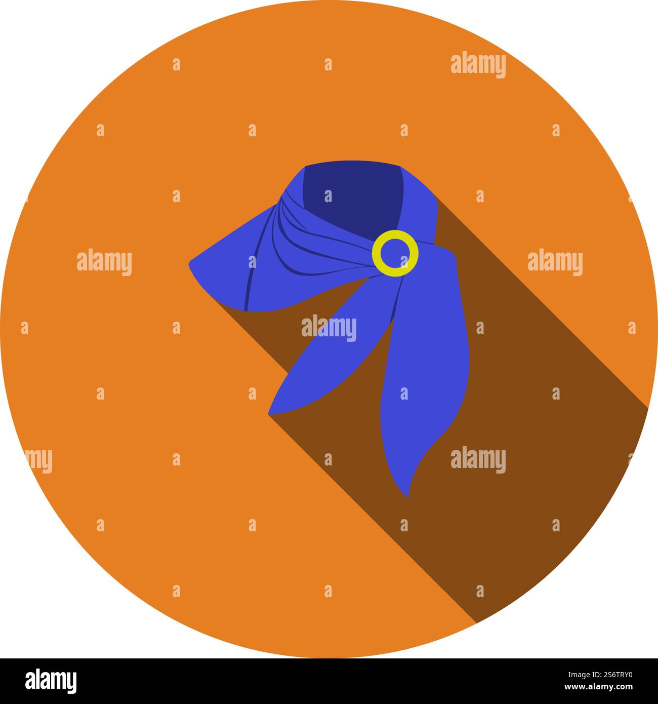 Business Woman Neck Scarf Icon. Flat Circle Stencil Design With Long ...