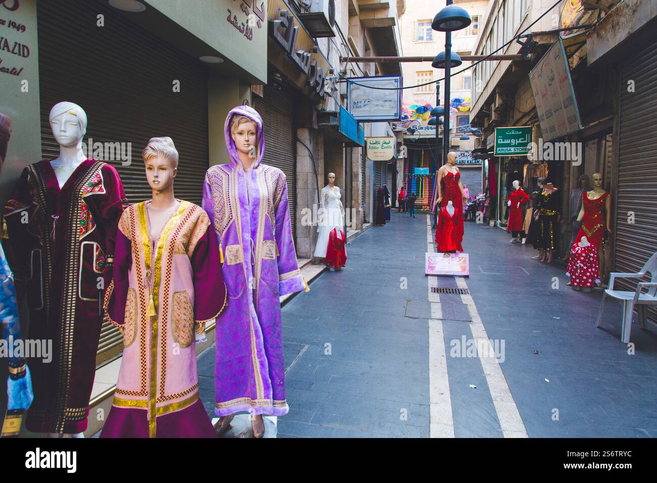 Jordan, Middle East, Amman. Al Balad district. Women's boutique Stock ...