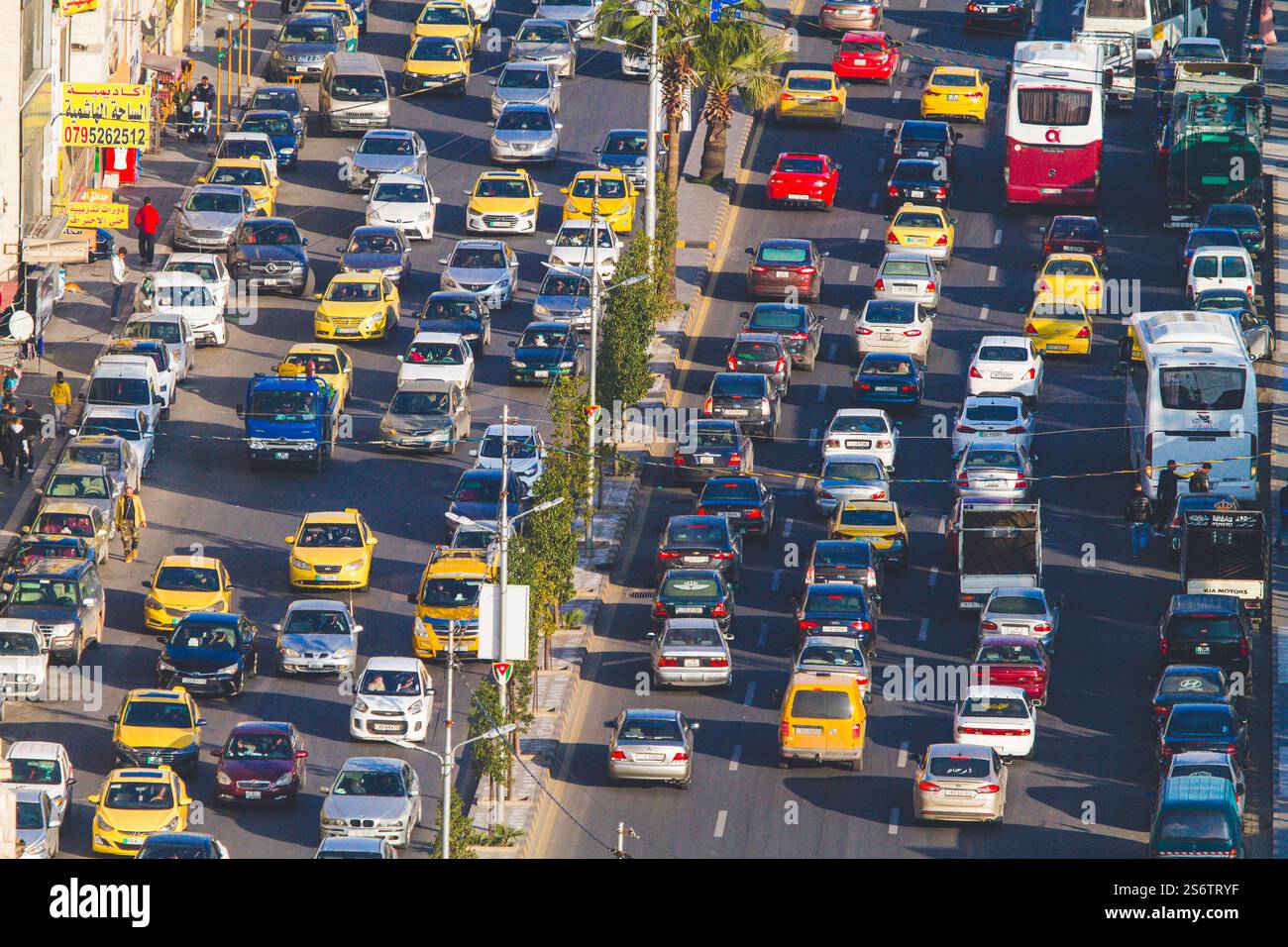 Jordan, Middle East, Amman. Traffic jams in the city center Stock Photo ...