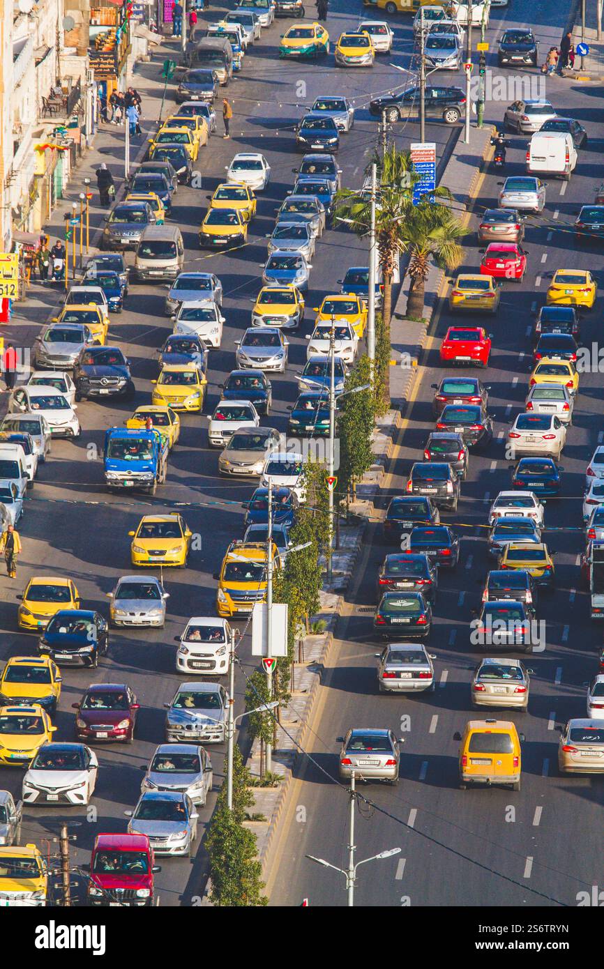 Jordan, Middle East, Amman. Traffic jams in the city center Stock Photo ...