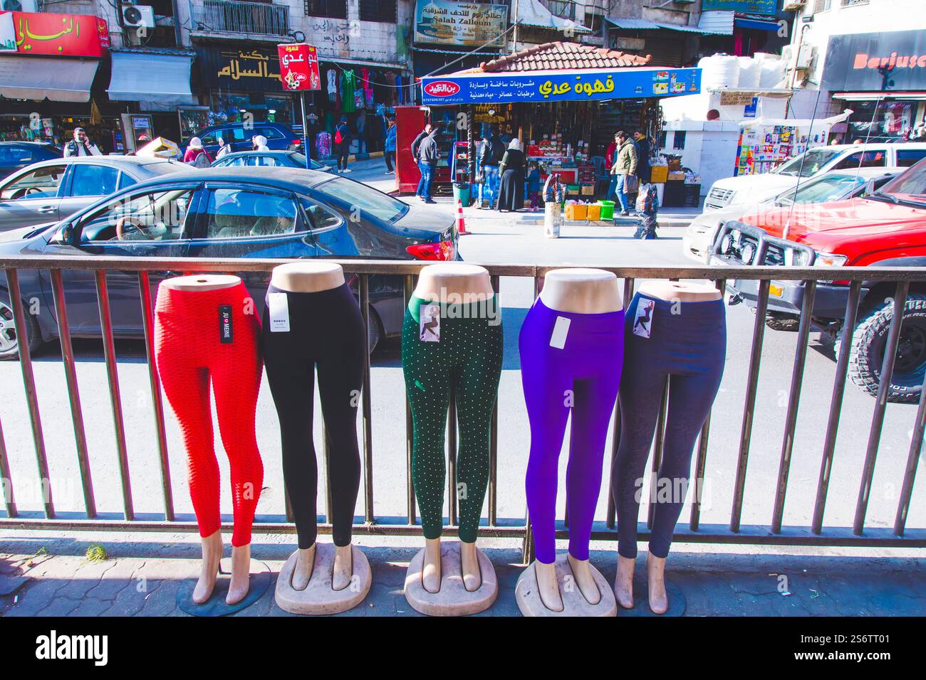 Jordan, Middle East, Amman. Al Balad neighborhood, model, Pour, leggins ...