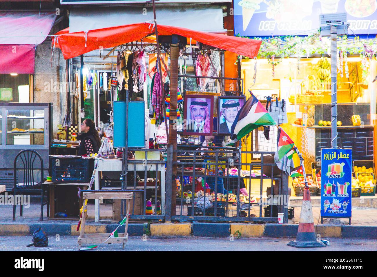 Jordan, Middle East, Amman. Al Balad district. And stall on the ...