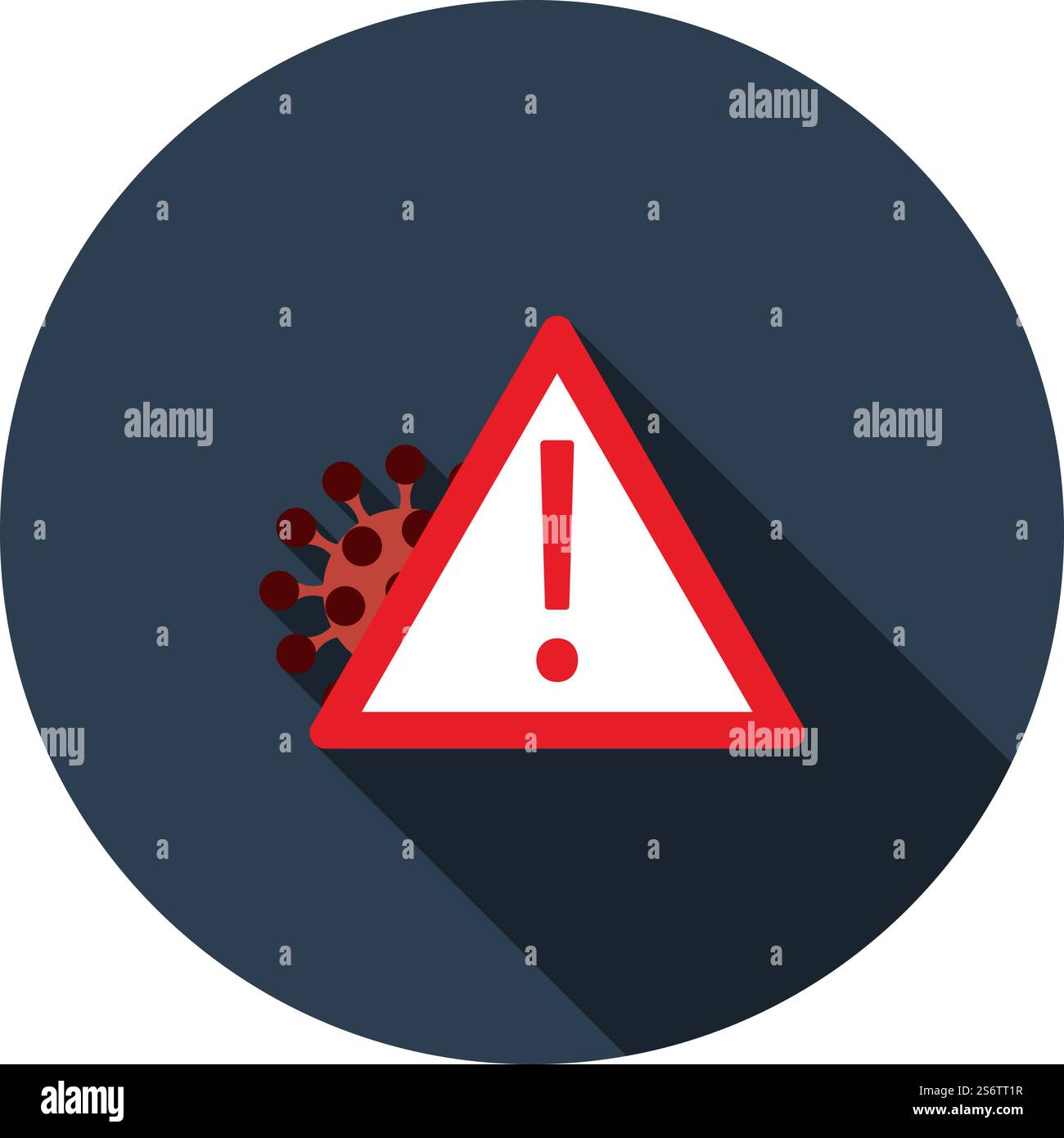 COVID Molecule Warning Sign Icon. Flat Circle Stencil Design With Long ...