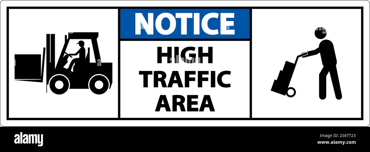 Notice Slow High Traffic Area Sign On White Background Stock Vector ...