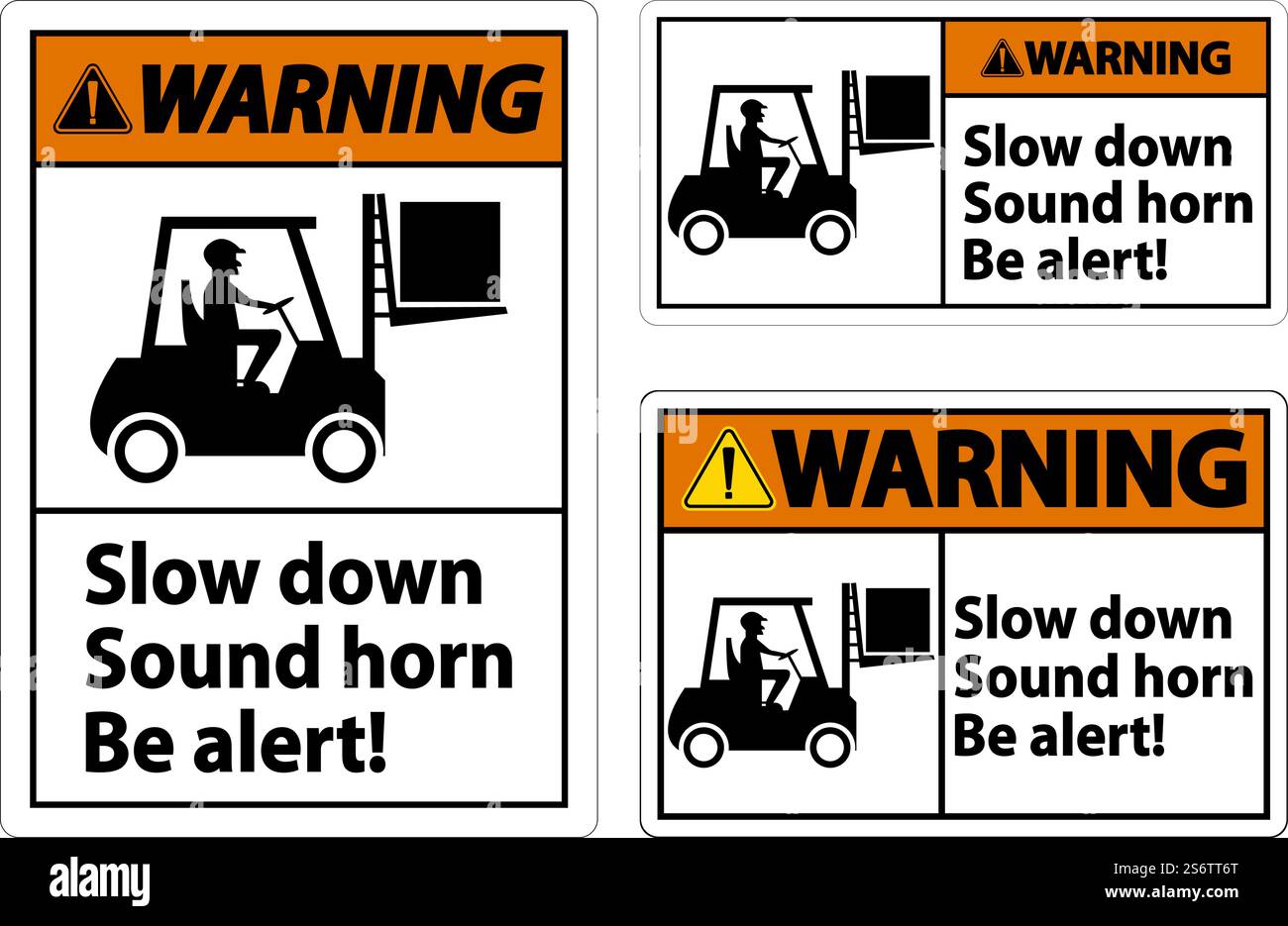 Warning 2-Way Slow Down Sound Horn Sign On White Background Stock ...