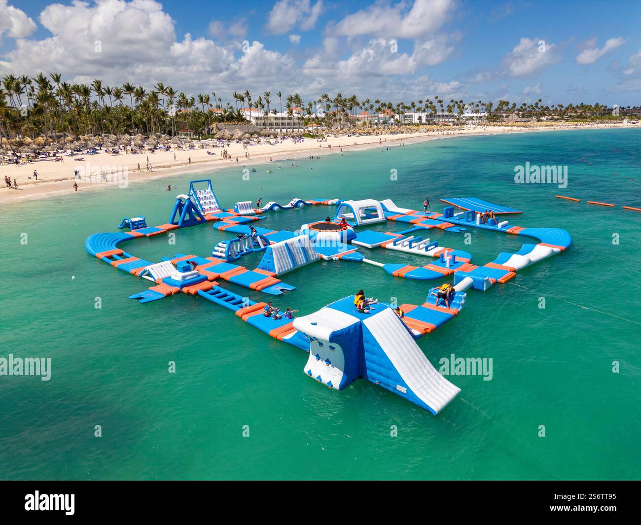 Dominican Republic, Punta Cana, inflatable games. Beachfront hotel ...