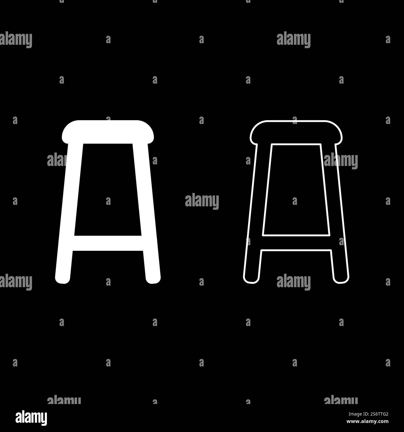 Stool set icon white color vector illustration image simple solid fill ...