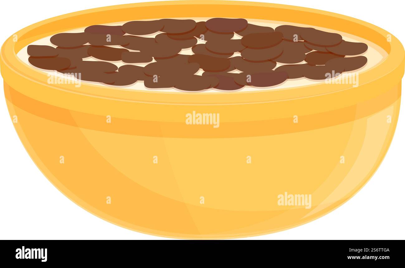 Chocolate flakes icon cartoon vector. Milk bowl. Corn eating. Chocolate ...