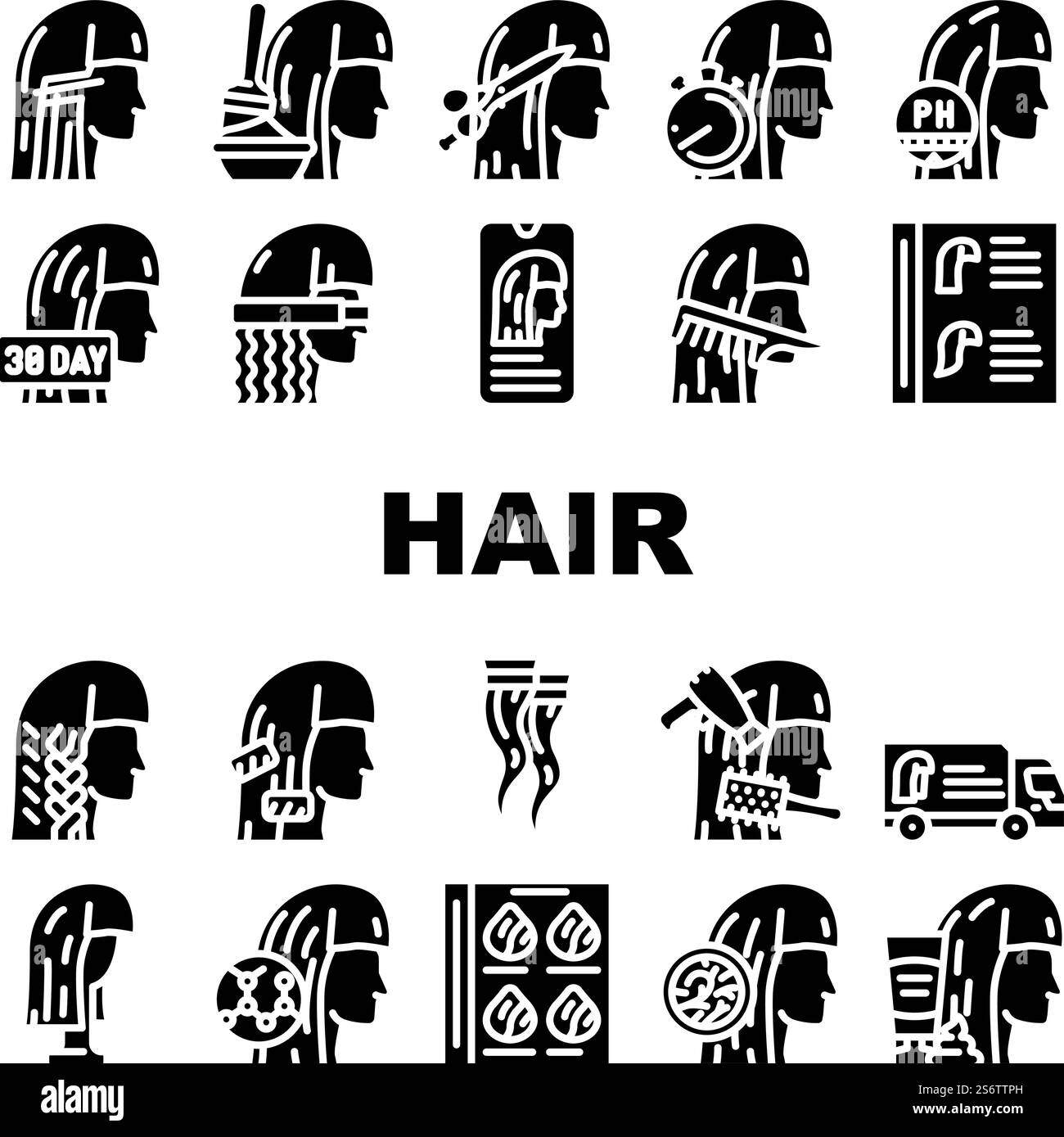 Hair Salon Hairstyle Service Icons Set Vector. Hair Painting And ...
