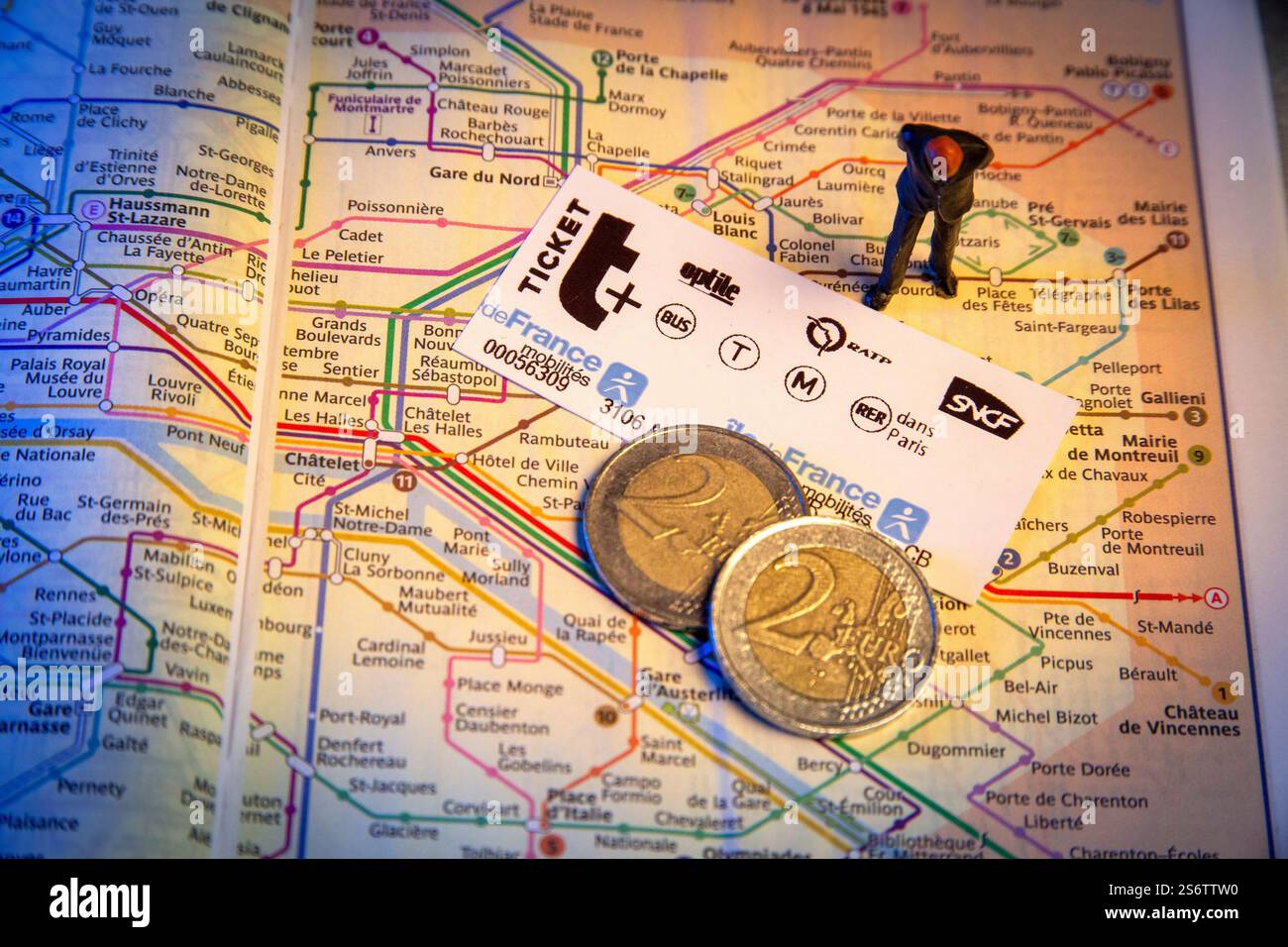 Still life on the theme of the 4 Euro metro ticket during the Paris ...