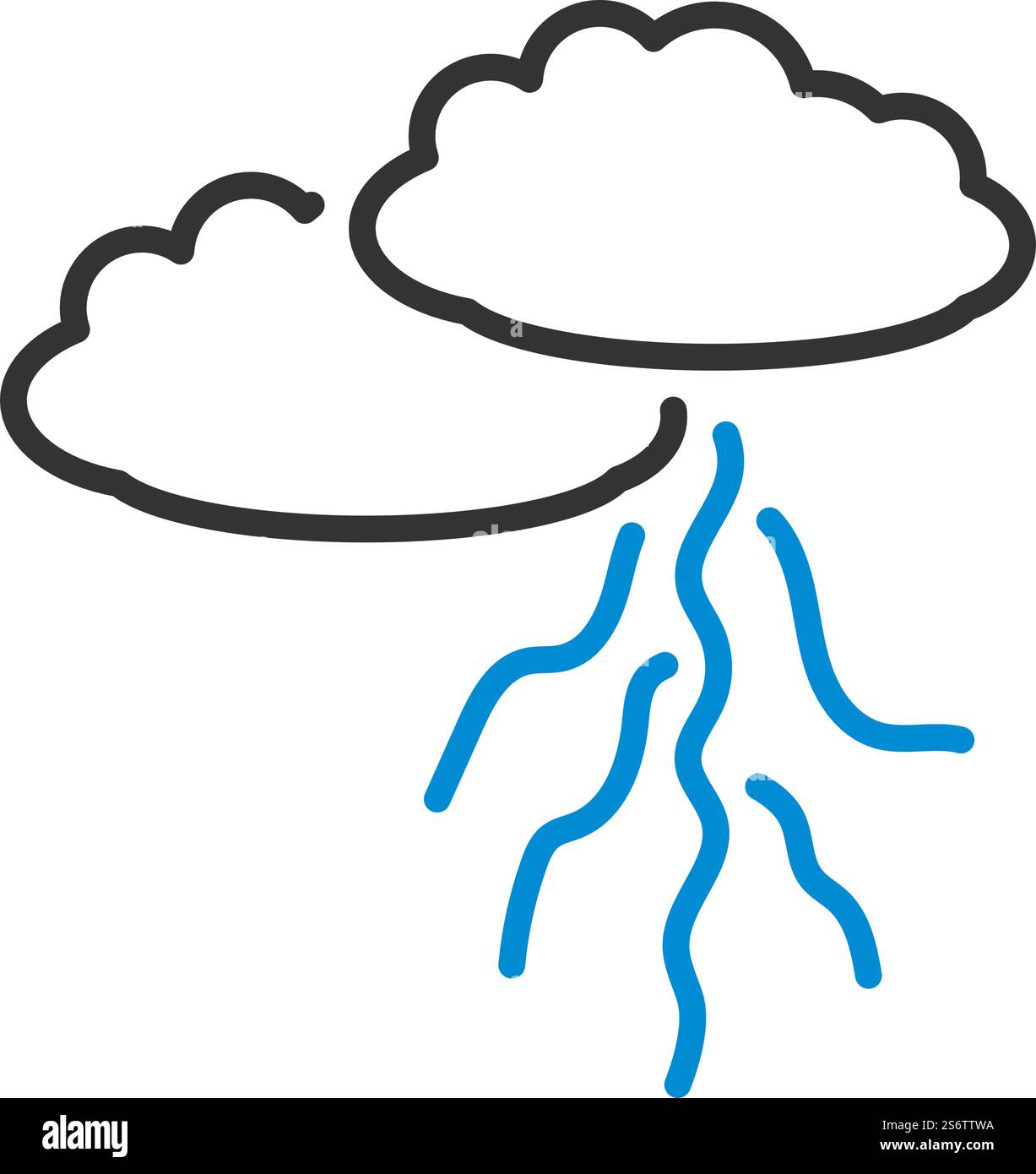 Clouds And Lightning Icon. Editable Bold Outline With Color Fill Design ...