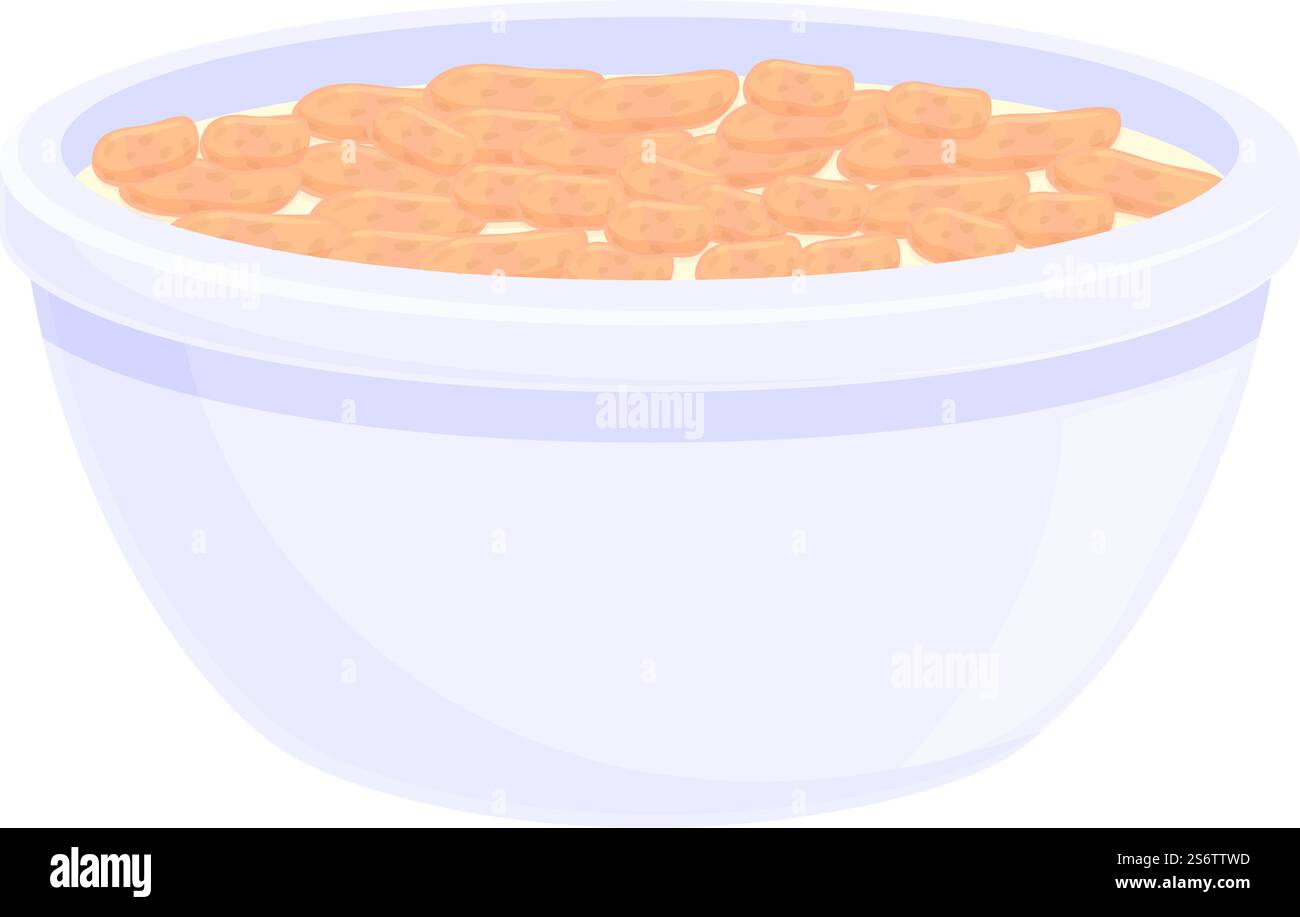 Snack cereal breakfast icon cartoon vector. Milk bowl. Corn flakes ...