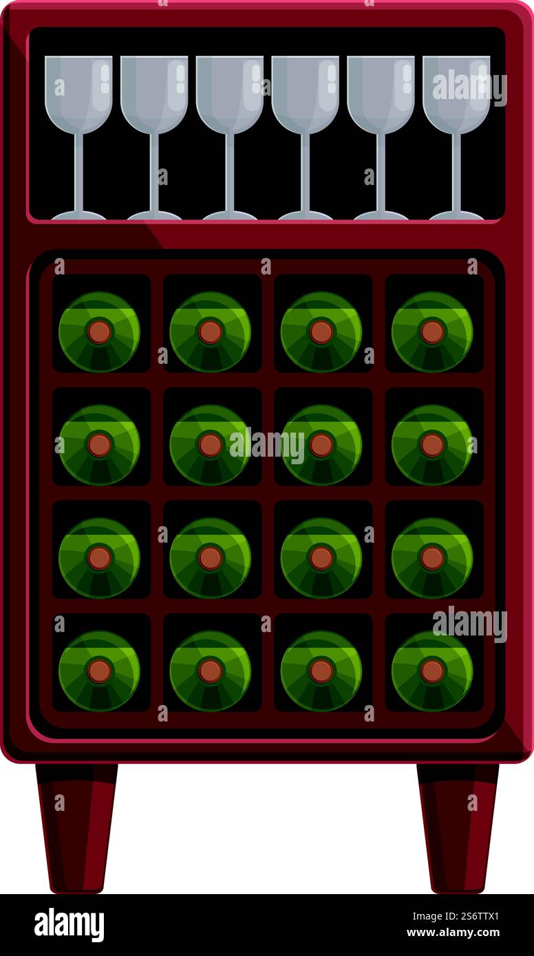 Wine cabinet jar icon cartoon vector. Bar alcohol. Liquor wood. Wine ...