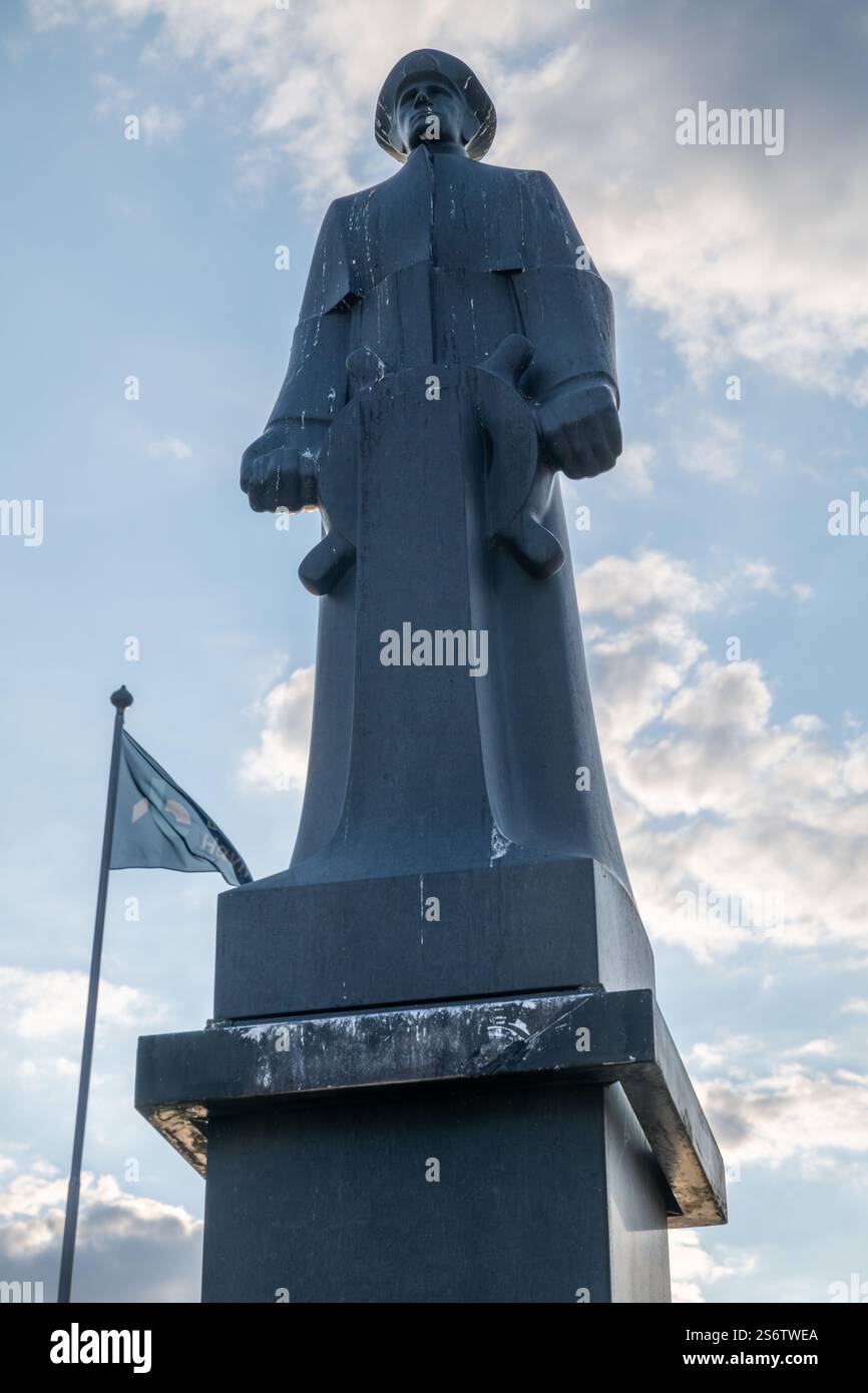 Bergen, Norway - Jul 29, 2024: Statue of Leif Andreas Larsen. He is ...