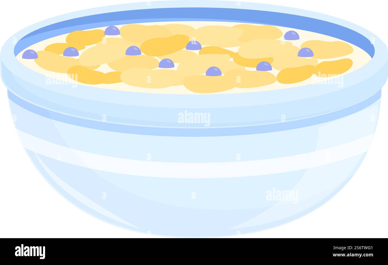 Oat cereal breakfast icon cartoon vector. Milk bowl. Spoon eating. Oat ...